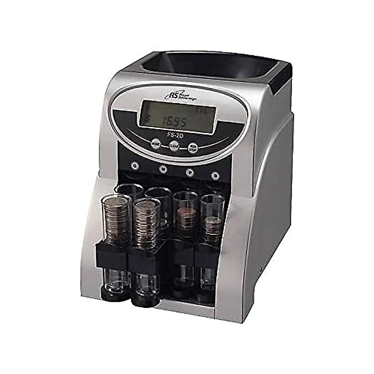Royal Sovereign 2 Row Electric Coin Counter With Patented Anti-Jam Technology and Digital Counting Display (FS-2D),Blk/Silver