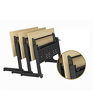 Folding Conference Table, Flip Top Mobile Training Table with Modesty,Storage Layer and Lockable Wheels,Wood Tabletop, Metal Frame (Color : A, Size : 120 * 40 * 75cm)