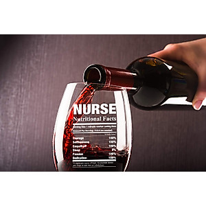Nurse Nutritional Facts 15oz Stemless Crystal Wine Glass - Nurse Graduation Ideas - Nurses Appreciation Week for Essential Worker - CBT Wine Glasses