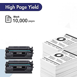 INFITONER 58X CF258X Toner Cartridge: 2 Pack (with Chip, High Yield) Replacement for HP CF258X 58X 58A CF258A MFP M428fdw M428fdn M428dw M404 M428 Pro M404n M404dn M404dw Printer (Black)