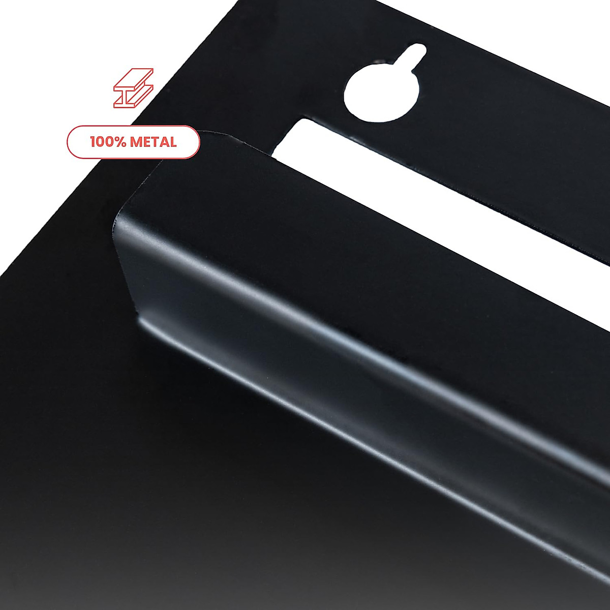 100% Metal Bedside Shelf Wall Mount Charging Station | Wall Phone Holder for Wall Storage | Bedside Organizer Heavy Duty Matte Black | Bedside Wall Caddy for Dorm | Premium Behind Bed Shelf