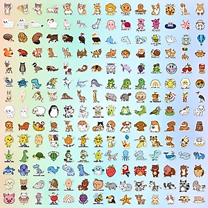 300pcs Water Bottle Stickers for Kids, Cute Vinyl Sticker for Laptop, Computer, Notebook, World of Animals Sticker Pack for Children