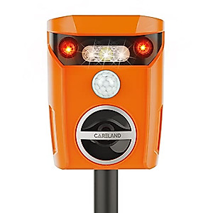 Careland Ultrasonic Deer Repellent Solar Animal Repeller Outdoor Cat Repellent Motion Activated with LED Flashing Light,Keep Animals Deer Raccoon Foxes Dogs Away from Lawn and Garden