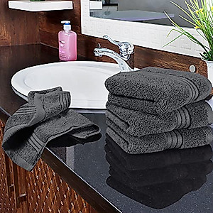 Utopia Towels Premium Bundle - Cotton Washcloths Greyk (12x12 inches) Pack of 12 with Grey Hand Towels 600 GSM (16 x 28 inches), Pack of 6