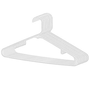 ZenStyle 100 Pack Standard Size White Plastic Hangers for Clothes Lightweight Space Saving Tubular Clothing Hangers