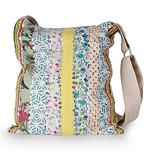 NOVICA Artisan Handmade Embellished Cotton Shoulder Bag Floral from India Handbags Multicolor Ivory Tote Patterned ' Garden Path'