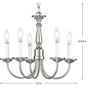 Progress Lighting P4009-10 5-Light Chandelier, Polished Brass