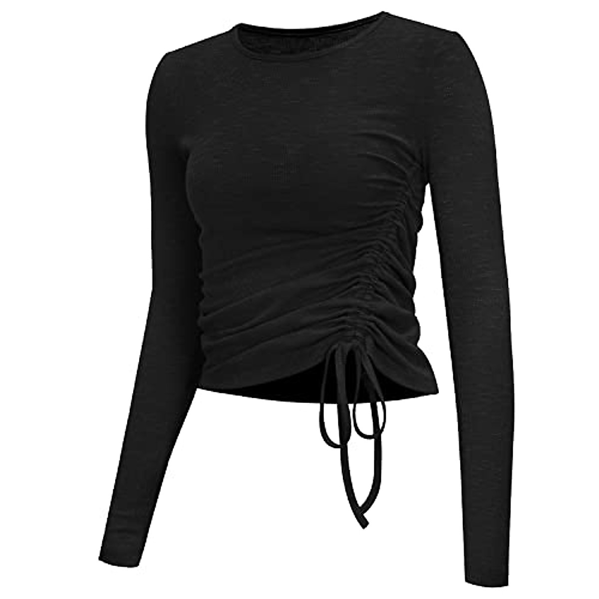 Athletic Tops for Women Long Sleeve Fitted (Black,L)