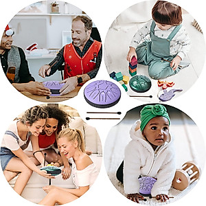 Steel Tongue Drum, Ubblove Handpan Drum 11 Notes 6 inch Percussion Instruments with Mallets Bag for Meditation Musical Education Concert Party Gifts - Purple