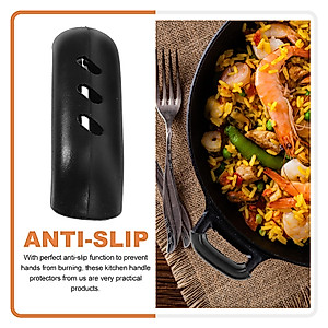 Kichvoe Silicone Assist Handle Holder Grip, 10Pcs Cast Iron Skillet Handle Covers Non Slip Pot Grip Handle Sleeve Hot Handle Holder Wok for Frying Pans Griddles Black