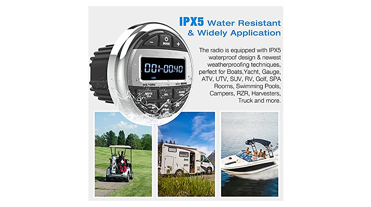 DOVOX Waterproof Marine Bluetooth Radio - Durable Boat Stereo System