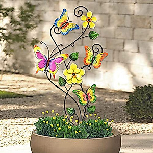 BAYN 30 Inch Butterfly Garden Stake Decor Art Butterfly Metal Wall Decor Trellis for Climbing Plants Outdoor Spring Decor Art Housewarming Gift
