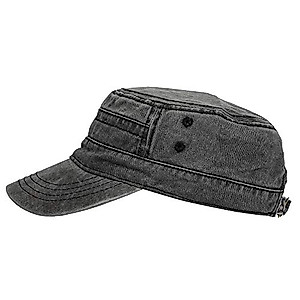 WITHMOONS Cadet Caps Vintage Washed Cotton Army Hat for Unisex KZ40037 (Grey)