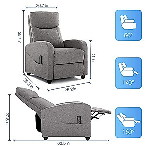Fabric Massage Recliner Chair Living Room Chair Adjustable Home Theater Seating Winback Single Recliner Sofa Chair Lazy Boy Recliner Padded Seat Push Back Recliners Full Body Armchair for Living Room