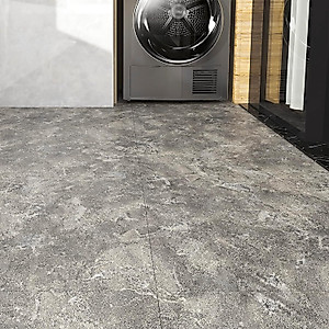 Peel and Stick Floor Tile,Waterproof 24 Pcs Light Gray Marble Vinyl Flooring 12"x12",Durable Vinyl Removable Stickers Tiles for Kitchen Living Room Bedroom Bathroom