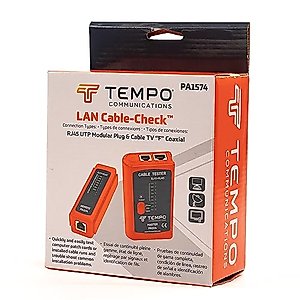 TEMPO PA1574 Network Cable Cat5e Tester | Telephone & Ethernet Cable Mapper | Continuity Tester for RJ45, RJ11, RJ12 | CAT5, CAT5E, CAT6 (2023 Model)