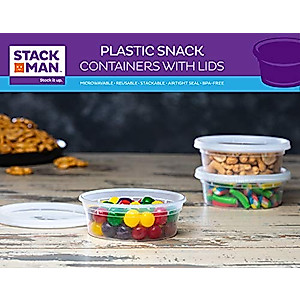 [48 Sets - 8 oz.] Plastic Containers with Lids - Slime Containers 8 oz - Small Containers with Lids