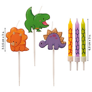 Dekora - Dinosaur Birthday Candle Set to Decorate Themed Birthday Cake - 15 Candles