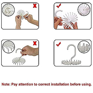 BigOtters 4 Pack White Twirl Tie Rack, 4.4 Inches 360 Degree Rotating Scarf Hanger Adjustable Tie Belt, Multipurpose Organizer, Hook Ties Scarf for Closet Storage (Medium)