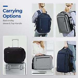 Business Carry on Backpack with Detachable Laptop Bag, 40L Expanable Travel Backpack, Airplane Approved Luggage Backpack, Water Resistant Suitcase for Men and Women (Black)