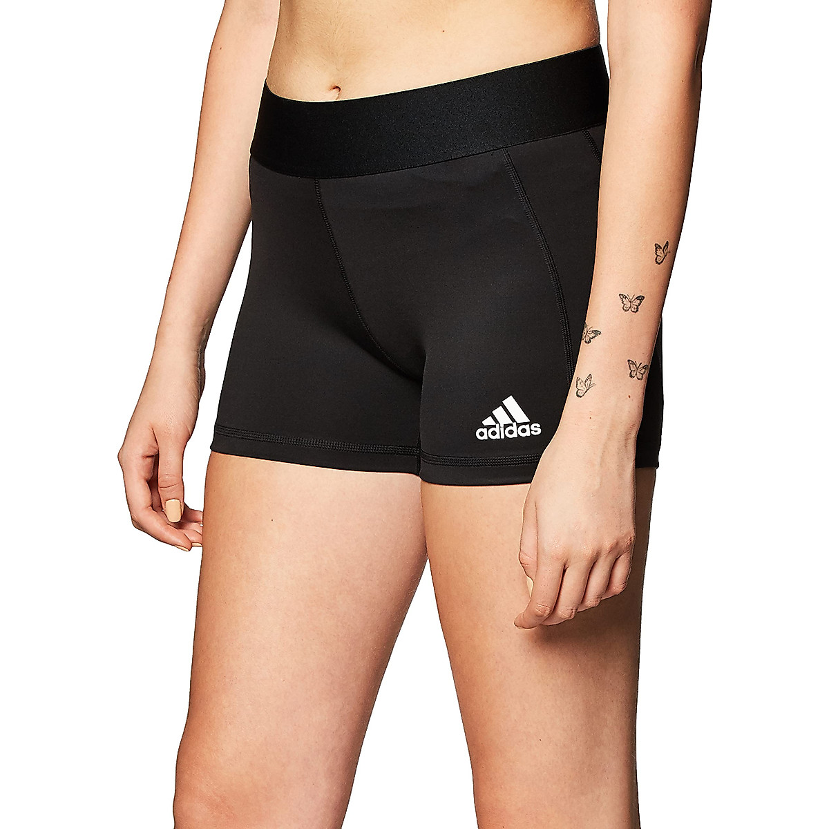 adidas Women's Alphaskin Volleyball 4-Inch Short Tights Black/White S5