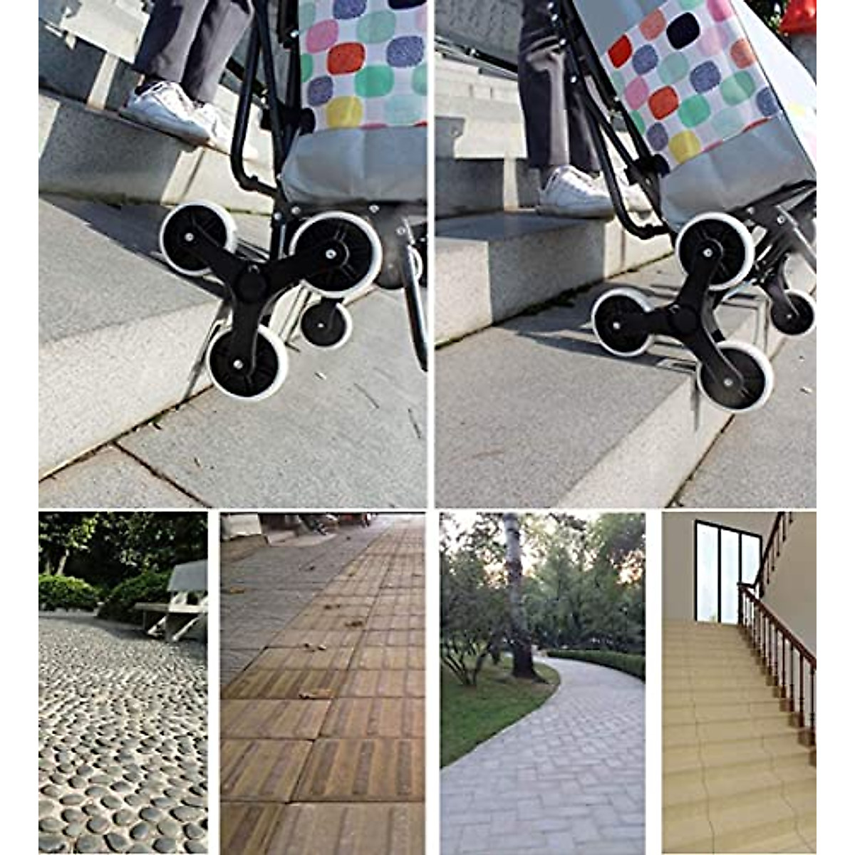 Shopping Trolley on Wheels Multi Function Shopping Cart Trolley Old Age Handcart Stair Climber with Hook Handle Seat Removable Waterproof Canvas Bag Storage Hand Trucks,Black,A ,Shopping Trol