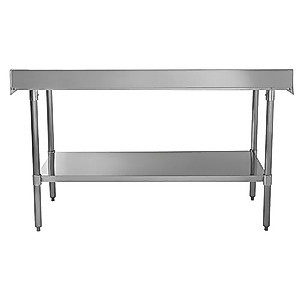 Kratos Stainless Steel Kitchen Prep Table 48"x24" with Backsplash and Undershelf, NSF Worktable for Restaurants - 18ga/430SS (28W-033)