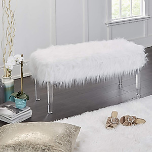 Silverwood Vanessa Fur Storage Bench, White
