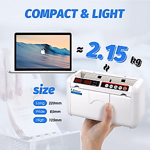Frifreego Battery Operated Bill Counter Machine, Portable Rechargeable Money Counter with UV MG Detection, 800pcs/min Counting Speed, Take Anywhere with A Backpack for Multi-Currency Or Tickets