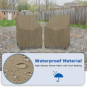 SunPatio Outdoor Dining Chair Covers Waterproof, Heavy Duty Patio Chair Covers for Outdoor Furniture, Fade Resistant Lawn Furniture Covers, All Weather Protection, 2Pack - 27" W x 29" D x 35" H, Taupe