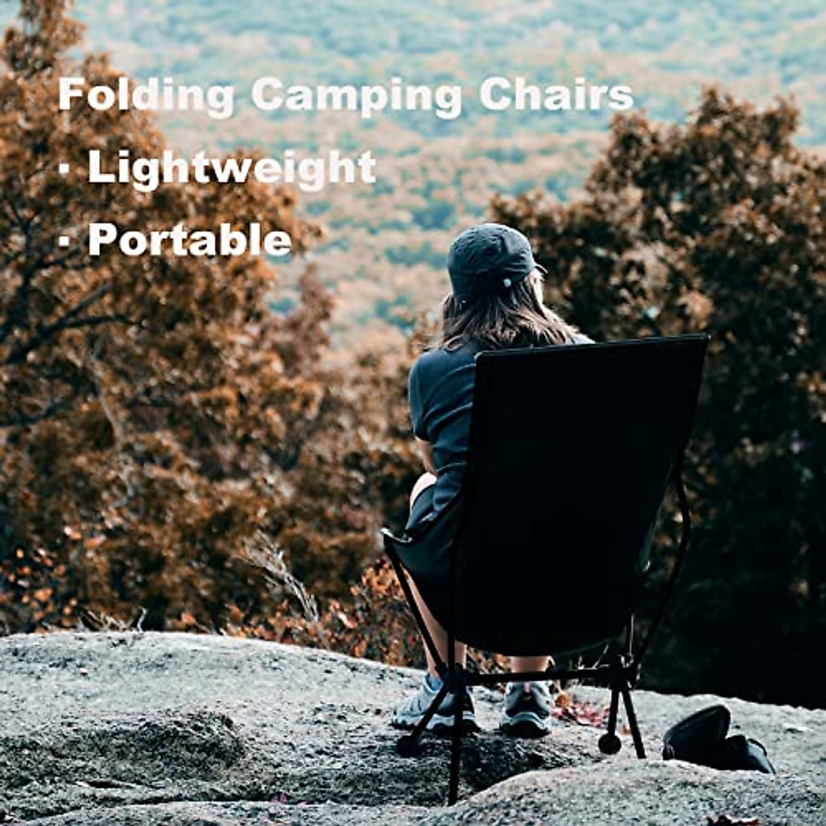 Camping Chair for Adults Portable Camp Chairs for Beach, Hiking, Picnic, Travel, Outdoor Activities, High Backrest and Aircraft Grade Aluminum Lightweight Camping Chairs Support 330LBS, Black