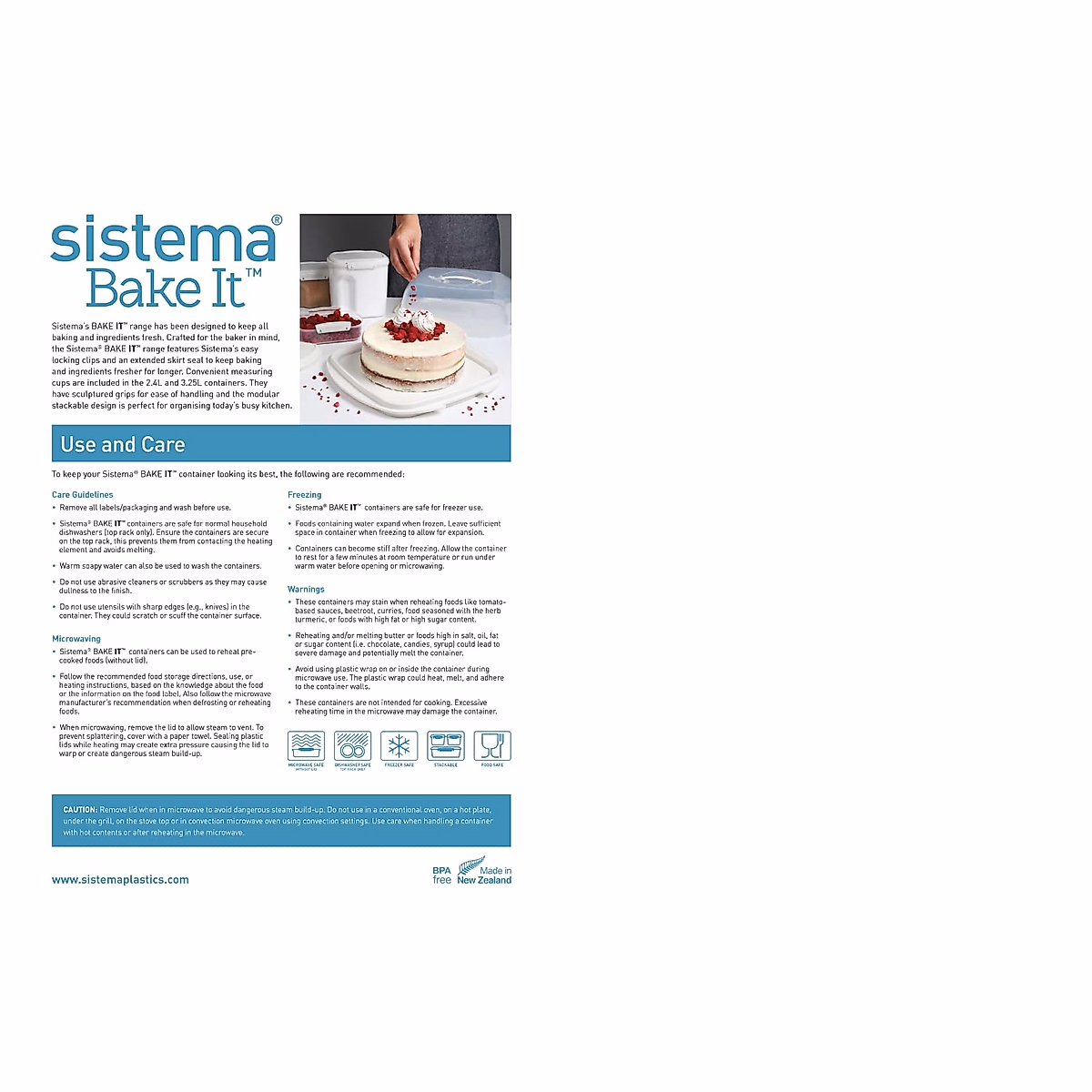Sistema Bake It Food Storage for Baking Ingredients, Powdered Sugar Container 6.6 Cups
