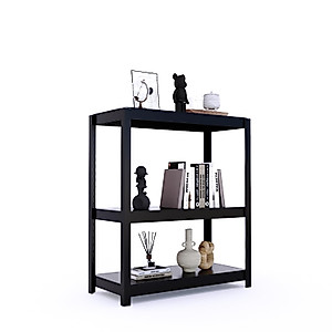 iDEKAI 3 Tier Steel Storage Shelves, Garage Shelving, Heavy Duty Adjustable Garage Shelves, Utility Rack, Shelving Units for Storage, Kitchen, Warehouse,Pantry, Closet, 35.5H 35.5W'' x 15.8" D, Black