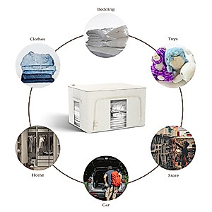 MARIVIA foldable frame organizers, stackable clothing organizer, storage container with clear window, sturdy portable handle for bedding, closet, bedroom, car(88L) 23.62 * 16.53 * 13.77in