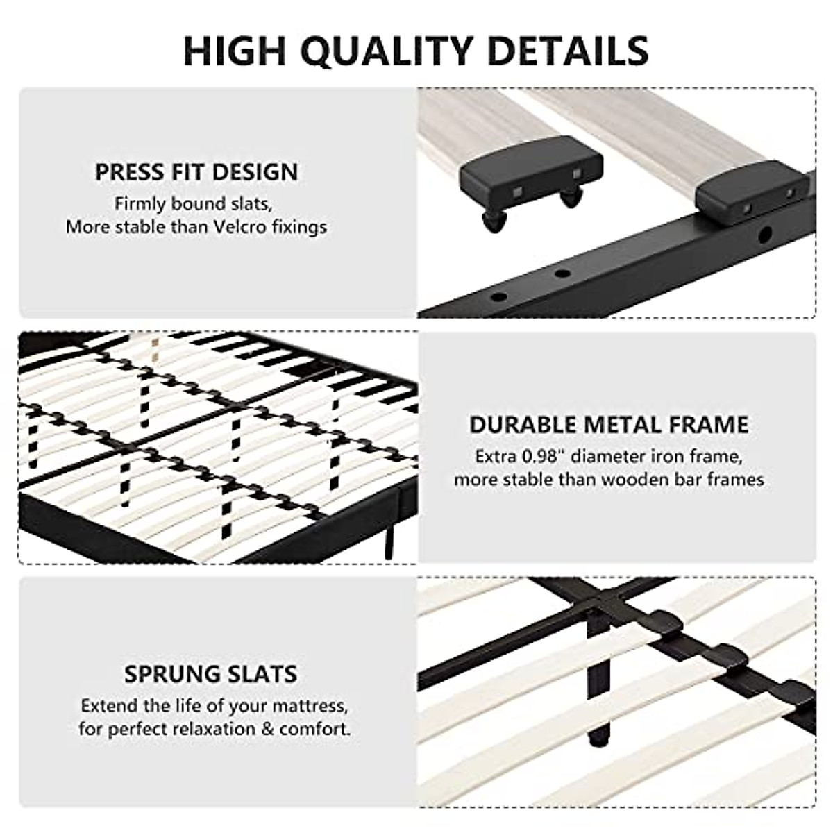 Flolinda Full Size Platform Bed Frame with Velvet Upholstered Headboard and Wooden Slats Support, Fully Upholstered Mattress Foundation/No Box Spring Needed/Easy Assembly, Black