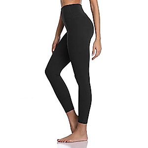 Colorfulkoala Women's Buttery Soft High Waisted Yoga Pants 7/8 Length Leggings (XL, Black)