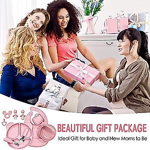 Silicone Baby Feeding Set 10 Pack, Baby Led Weaning Supplies with Suction Bowl Divided Plate, Toddler Self Feeding Dish Set with Bib and Plate, Spoon and Fork, Nipple and Teether, Sippy Cup and Lid