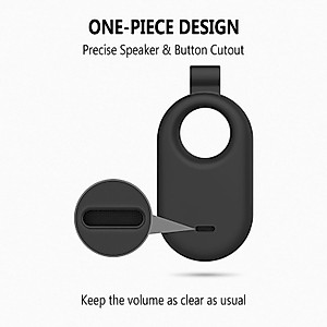Geiomoo Silicone Case for Galaxy SmartTag2, Protective Cover with Carabiner (Black)