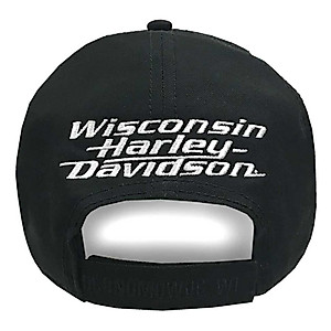Harley-Davidson Men's Embroidered H-D Curved Bill Adjustable Baseball Cap- Black