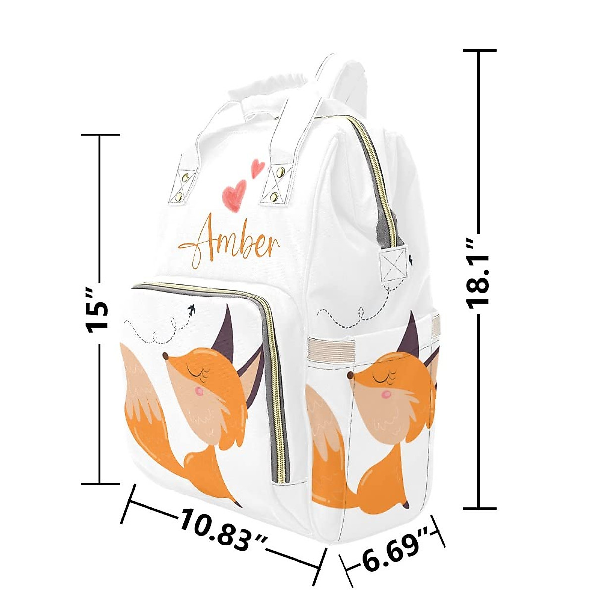 Anneunique Art FoxMaple Leaf Diaper Bags Backpack with Name Personalized Baby Bag Nursing Nappy Bag Travel Tote Bag Gifts for Mom Girl,10.83x6.69x15 inch