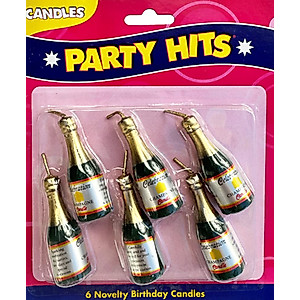 Champagne Bottle Birthday Cake Candles - 6 pc