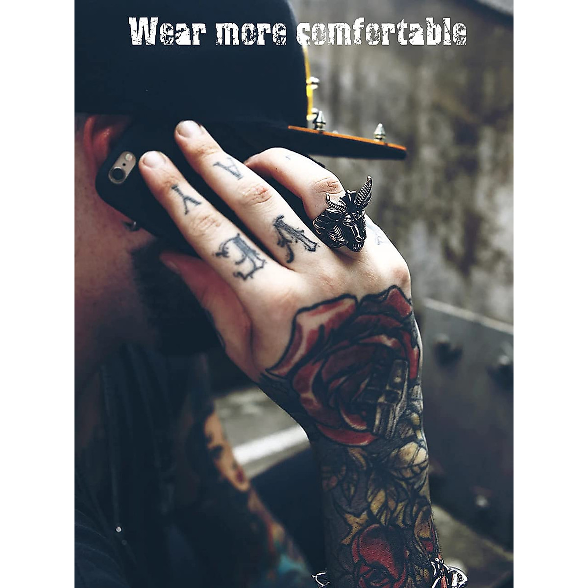 Gold Star Goat Black Phillip Ring Pentagram Lucifer Sigil Satanic Leviathan Stainless Steel Baphomet Pentagram Pendant Satan Satanist Devil Halloween Witchcraft Sabrina Spell Goth Gothic