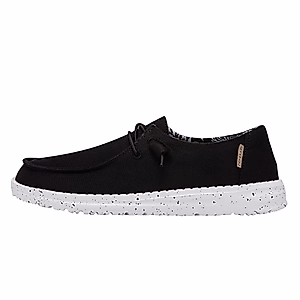 Hey Dude Women's Wendy Canvas Black Odyssey Size 8 | Women’s Shoes | Women’s Lace Up Loafers | Comfortable & Light-Weight