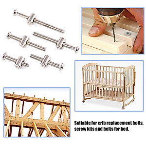 Glarks 100Pcs M6 x 35/45/55/65/75mm Hex Drive Socket Cap Furniture Barrel Screws Bolt Nuts Assortment Kit for Furniture, Cots, Babybeds, Crib, Chairs - Nickel Plated