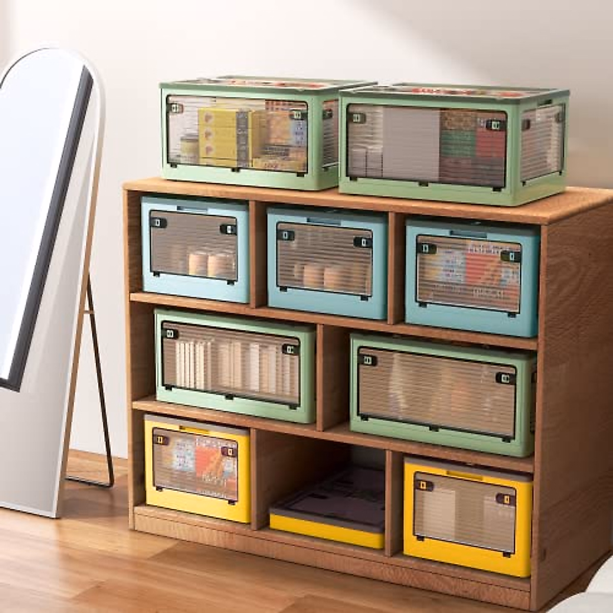 Aroya Storage Box, All Directions, Single Item, Width 23.6 x Depth 16.5 x Height 13.4 inches (60 x 42 x 34 cm), Capacity 23.7 gal (85 L), Folding, Clothes Organization, with Wheels, Storage Case,