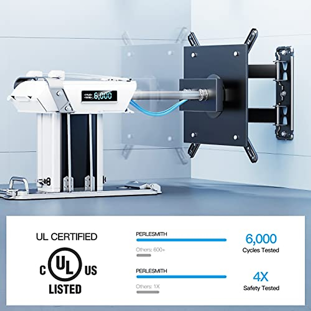 PERLESMITH UL Listed Heavy Duty TV Wall Mount for Most 26-55 inch Flat Curved TVs up to 88lbs with Swivel Tilt & Extension Arm, Full Motion TV Mount Fits OLED 4K TVs, Max VESA 400x400mm, PSMFK12