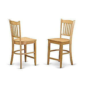 East West Furniture YAGR5-OAK-W 5 Piece Kitchen Counter Height Dining Table Set Includes a Rectangle Dining Room Table and 4 Wooden Seat Chairs, 30x48 Inch, Oak