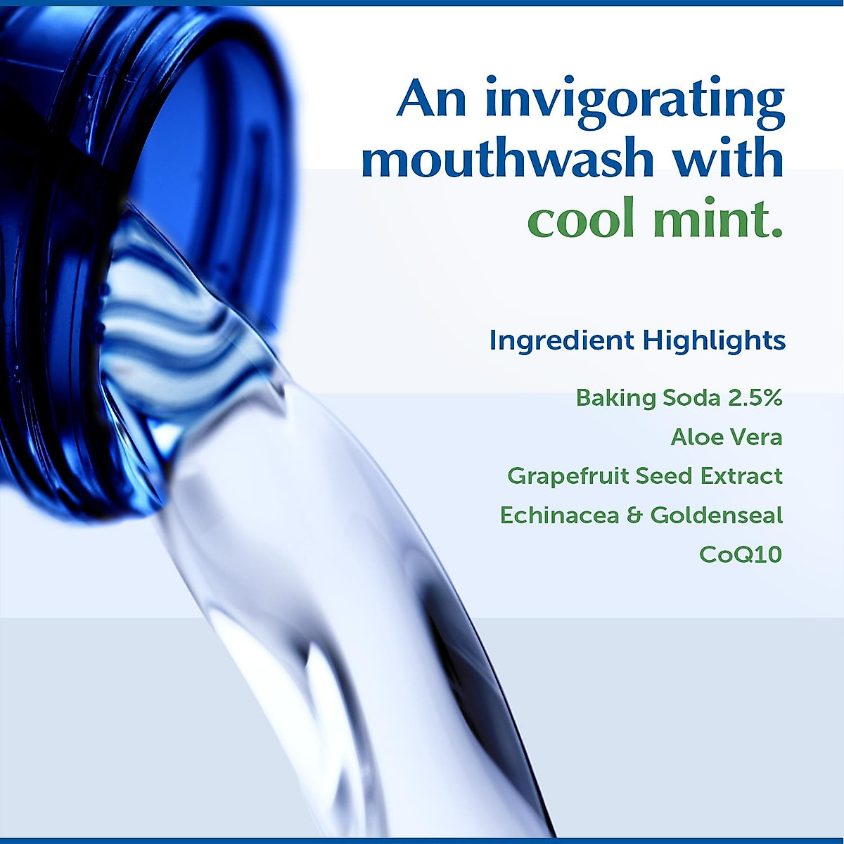 EcoDent Ultimate Sparkling Clean Mint Daily Mouth Rinse, Wound Cleaner, Essential Oils, Baking Soda, Co-Q10, Mouthwash, Fluoride Free Mouthwash (2-pack, 8 Fl Oz Ea)