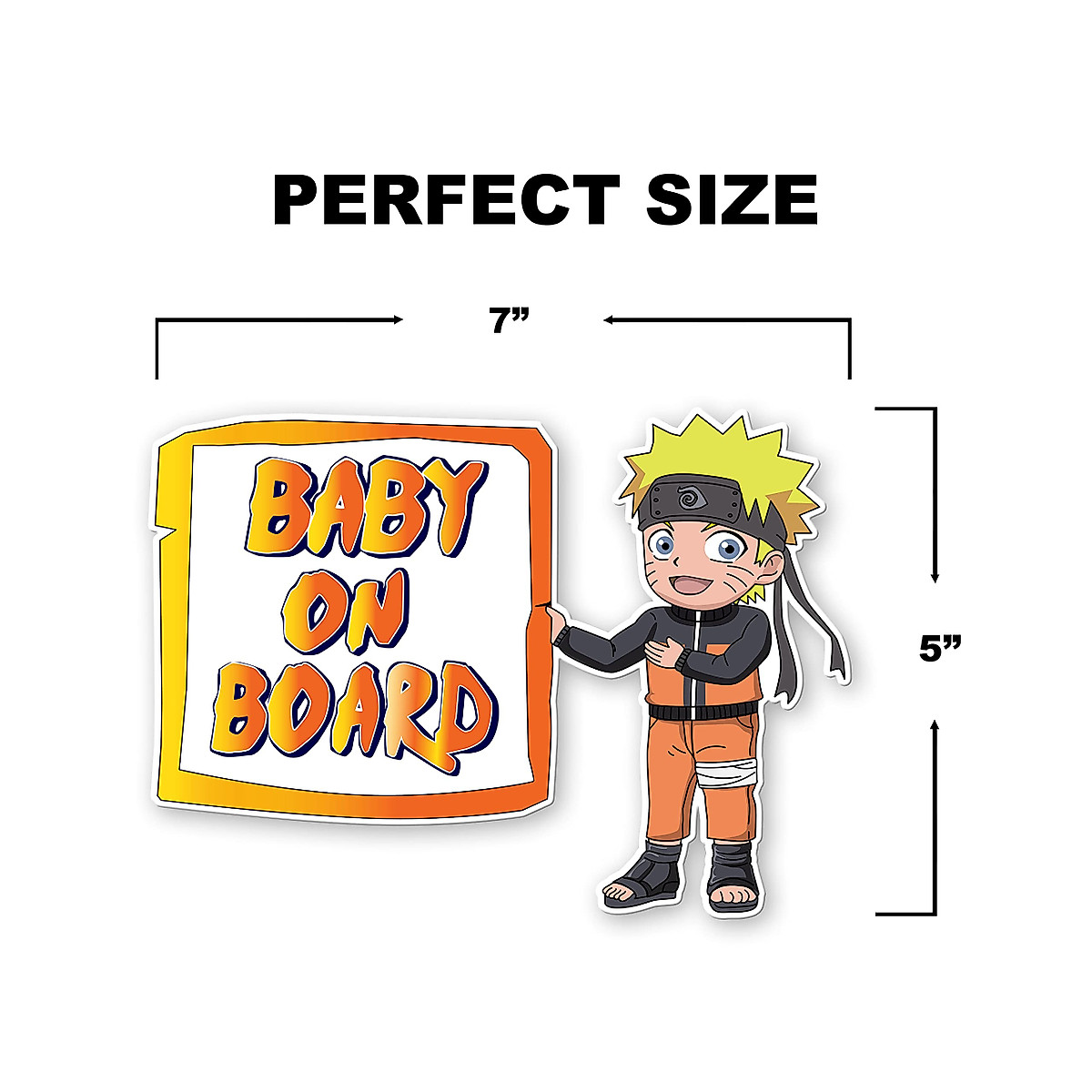 Baby on Board Sign Super Funny Cartoon Sticker to Caution Drivers by Placing Warning Decals on Car Accessories Windows Bumpers for Safety Measures Perfectly Designed Anime in |5" Height X 7" Width|