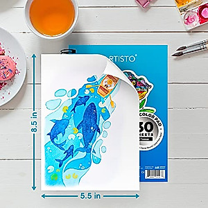Artisto Watercolor Pads 5.5x8.5”, Pack of 3 (90 Sheets), Spiral Bound, Acid-Free Paper, 140lb (300gsm), Perfect for Most Wet & Dry Media, Ideal for Beginners, Artists & Professionals